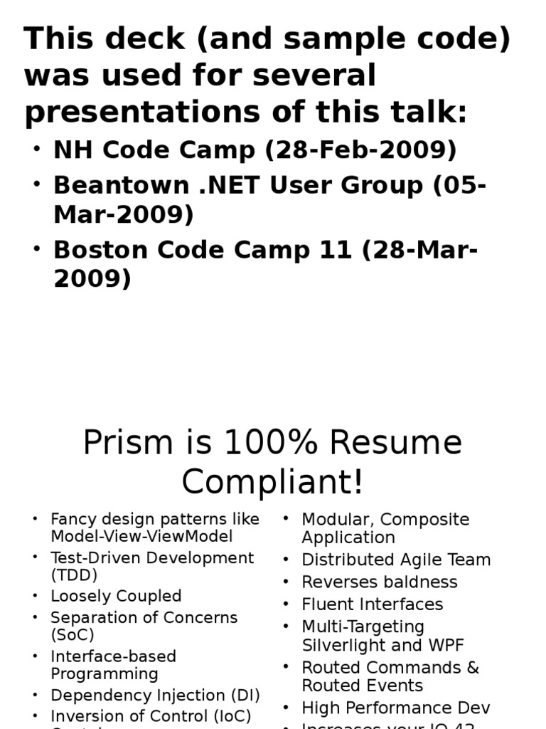 Prism v2 - Intro To Composite Application Guidance and Library | PDF | Windows Presentation ...