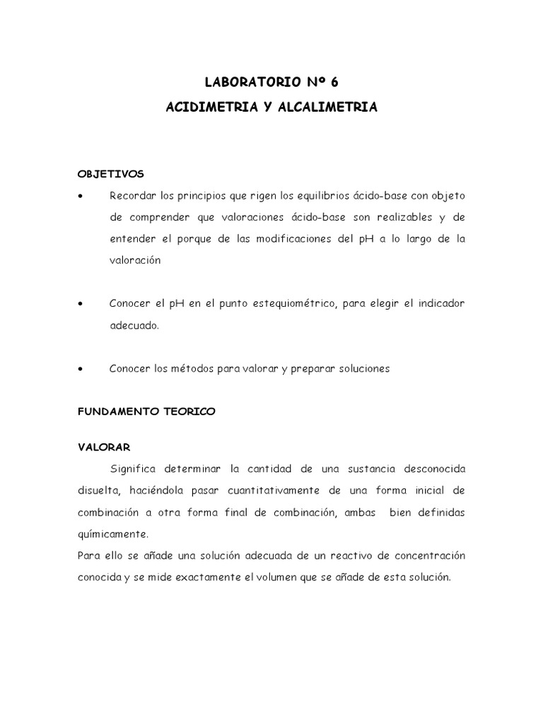 Acidimetria y Alcalimetria1 | PDF | Valoración | Química