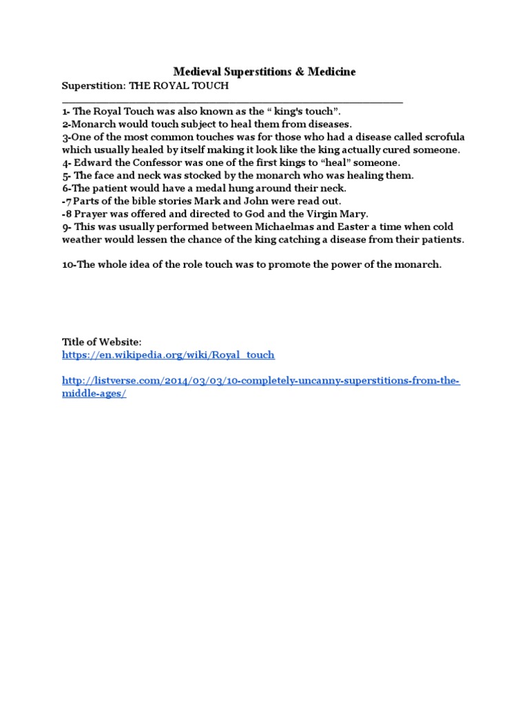 Medieval Superstitions & Medicine: Middle-Ages | PDF