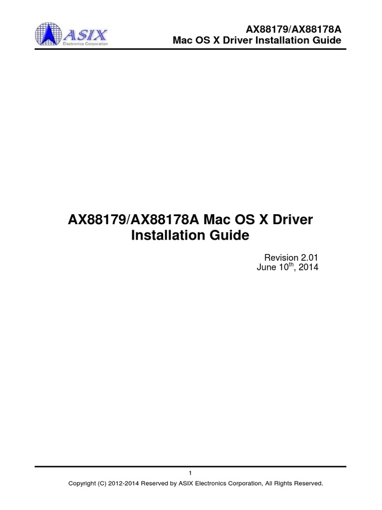 AX88179 178A MacOSX Driver Installation Guide v201 | PDF | Device ...