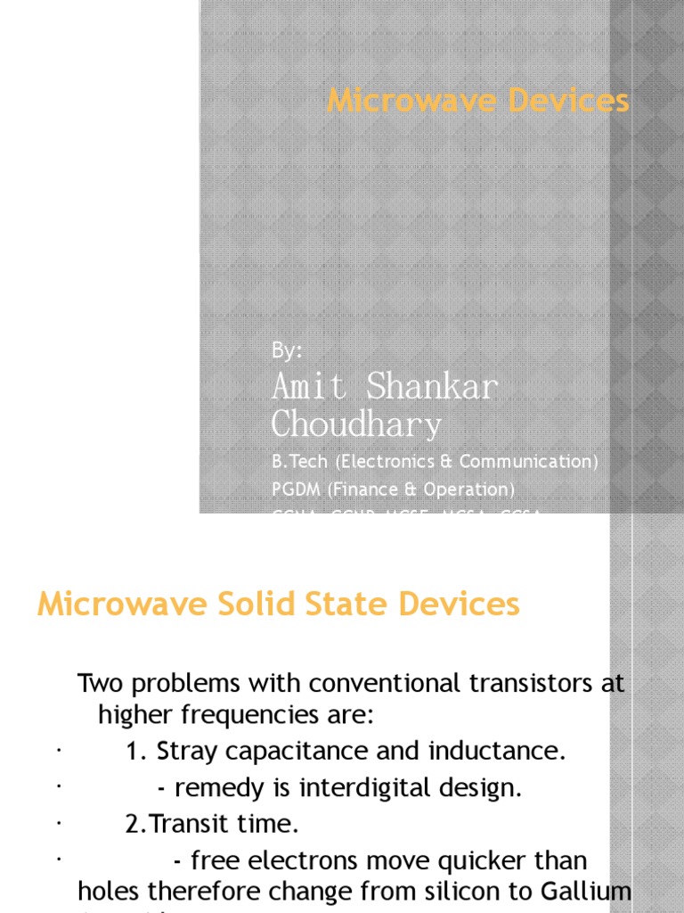Microwave Solid State Device | PDF | Microwave | Transistor