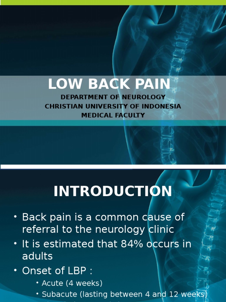 Low Back Pain: Department of Neurology Christian University of ...