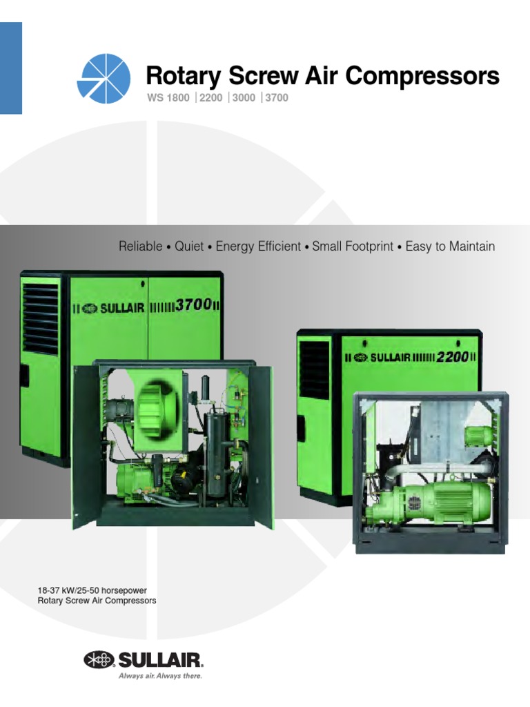 Sullair Screw Air Compressor WS 1800-3700 | PDF | Lubricant | Filtration