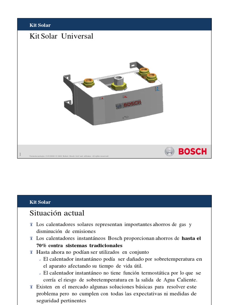 BOSCH, Kit Solar Universal Modificado | PDF | Agua | Energía y recursos