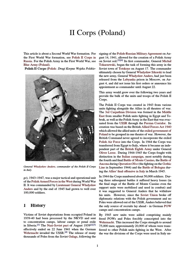 II Corps (Poland) | PDF | Military Units And Formations | Military Science