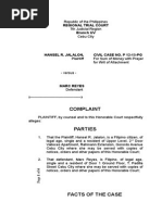 Sample Complaint For Replevin | PDF | Plaintiff | Complaint
