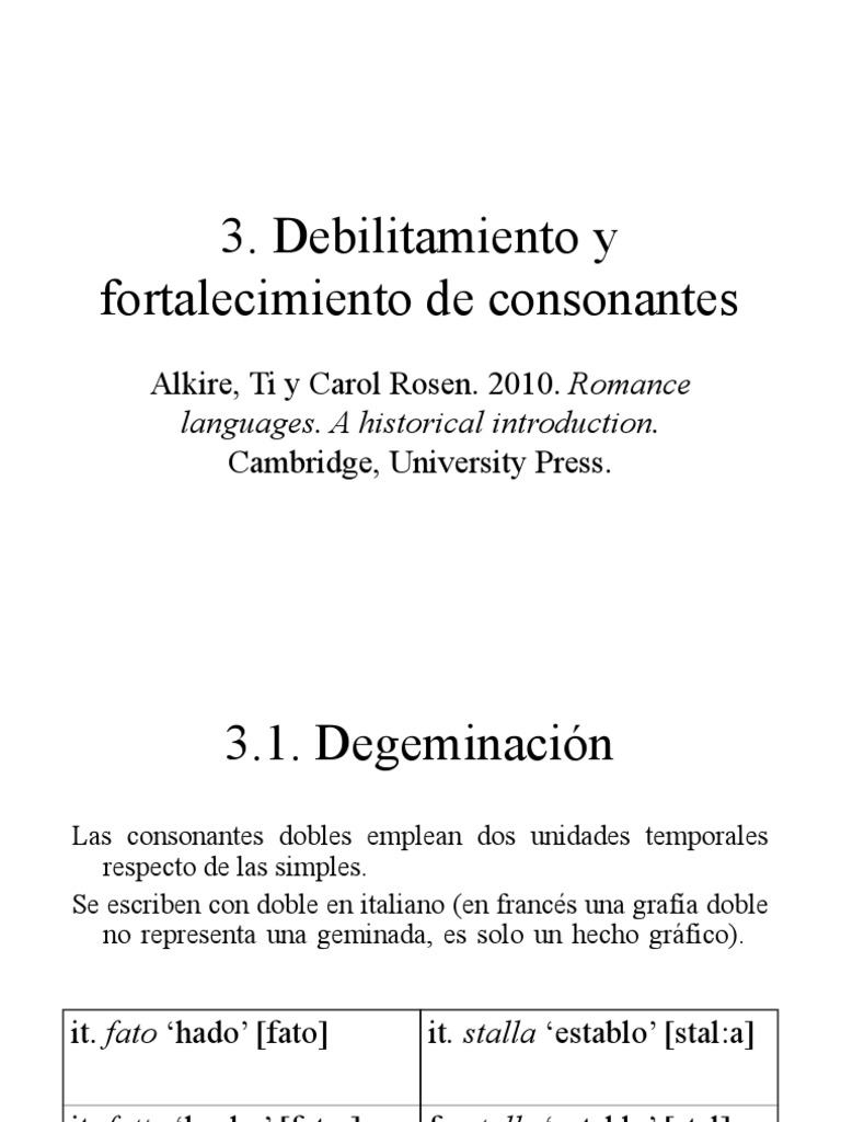 Alkire y Rosen: Debilitamiento y Refuerzo de Consonantes | PDF | Lengua ...