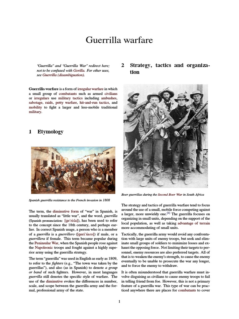 Guerrilla warfare strategy, tactics and organization | PDF | Guerrilla ...