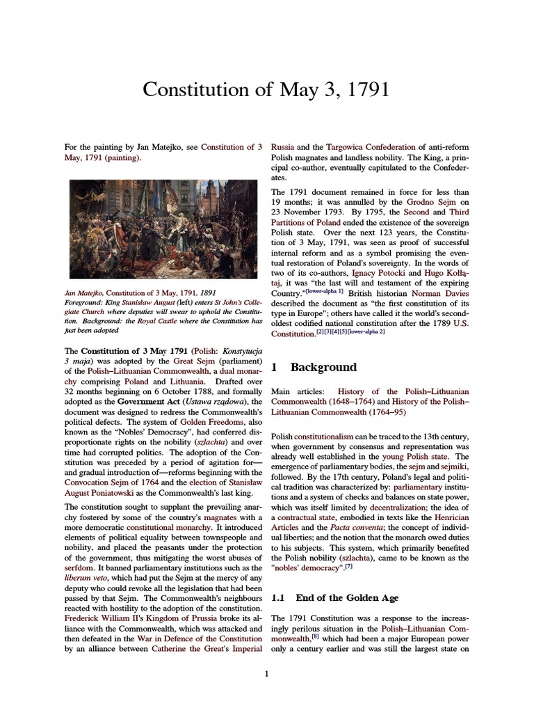 Constitution of May 3, 1791 | PDF | Politics Of Poland | Poland