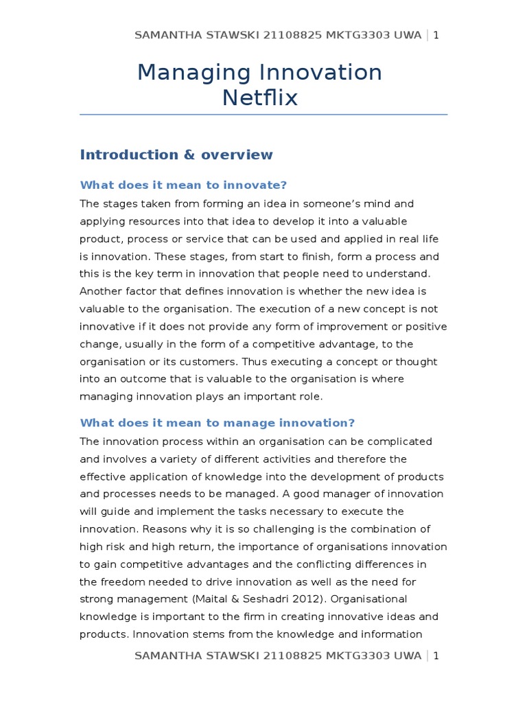 Netflix's Innovation Management Strategies | PDF | Netflix | Innovation
