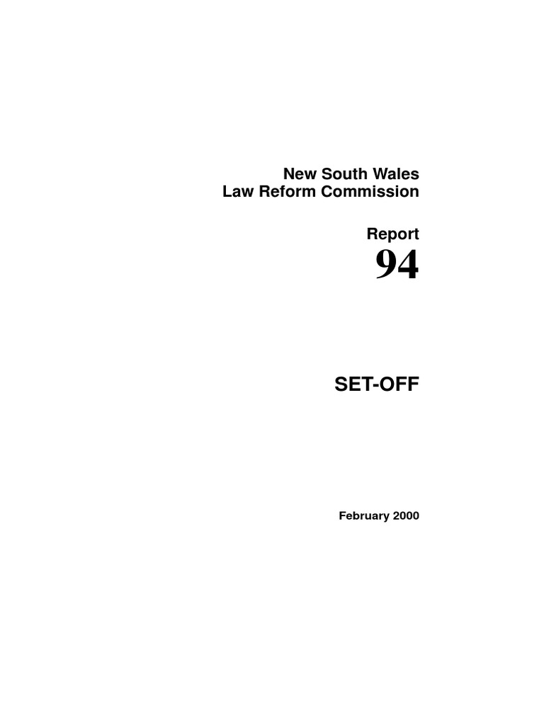 NZ LCR Report - 94 - Set-Off | PDF | Set Off (Law) | Equity (Law)