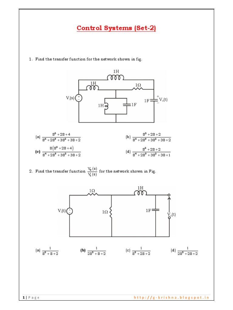 CONTROL SYSTEMS Set - 2 PDF | PDF | Control System | Control Theory