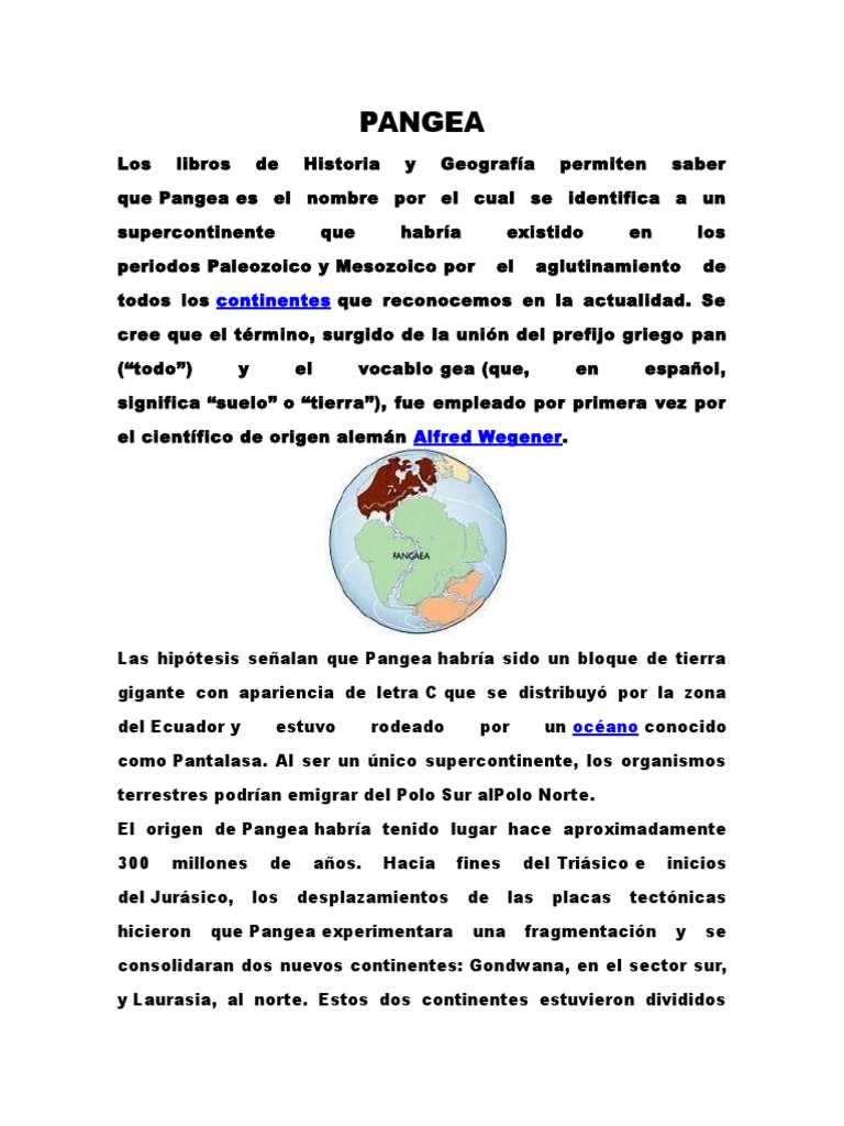 Pangea: continentes