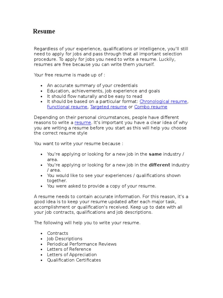 How To Write Your Resume - Doc2 | PDF | Résumé | Employment