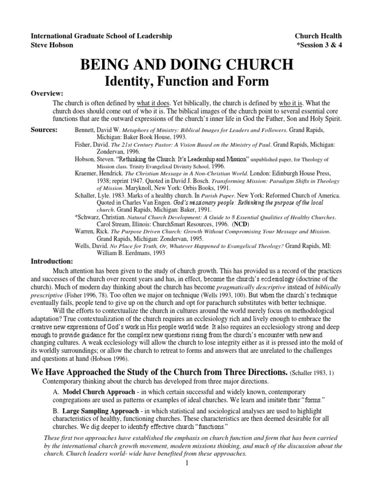 CH-03 Being & Doing Church - Functions | PDF | Evangelism | God