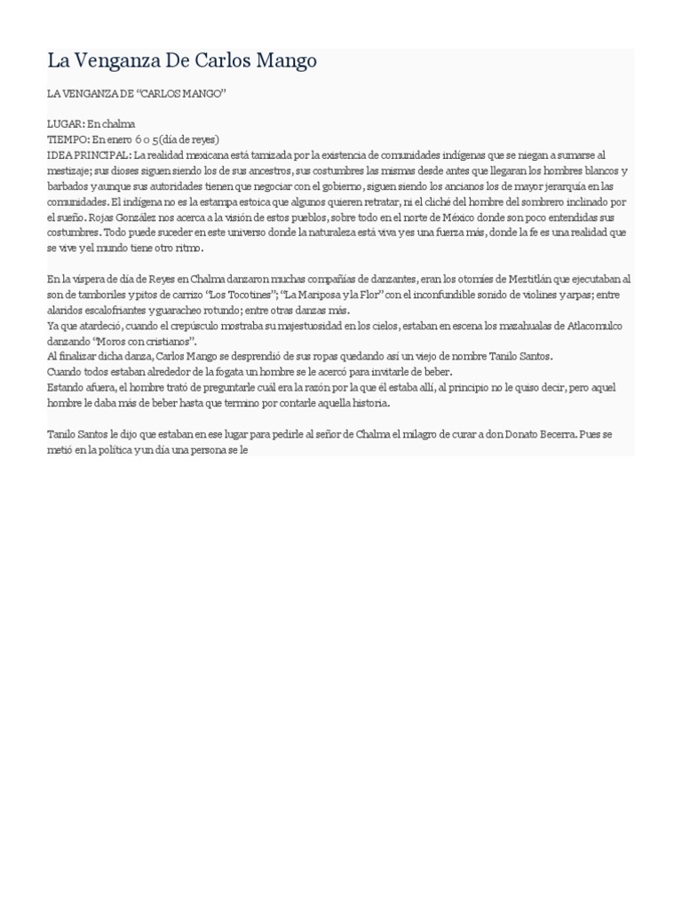 La Venganza de Carlos Mango | PDF