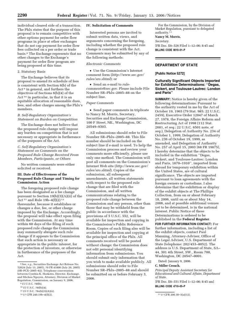 Notice: Culturally Significant Objects Imported For Exhibition: Degas ...