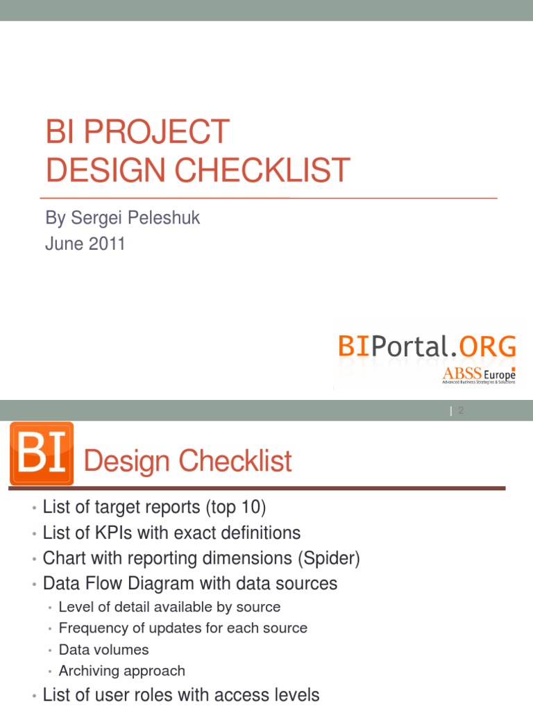 BI Project Design Checklist | PDF | Information Technology Management ...