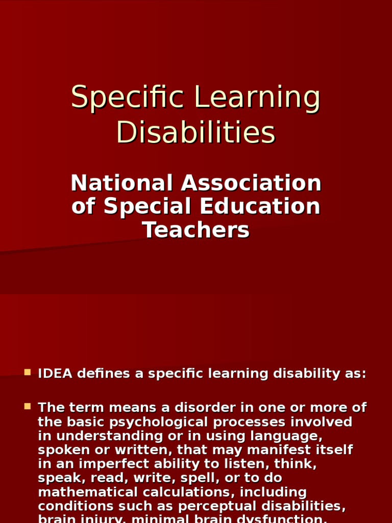 Understanding Specific Learning Disabilities | PDF | Learning ...