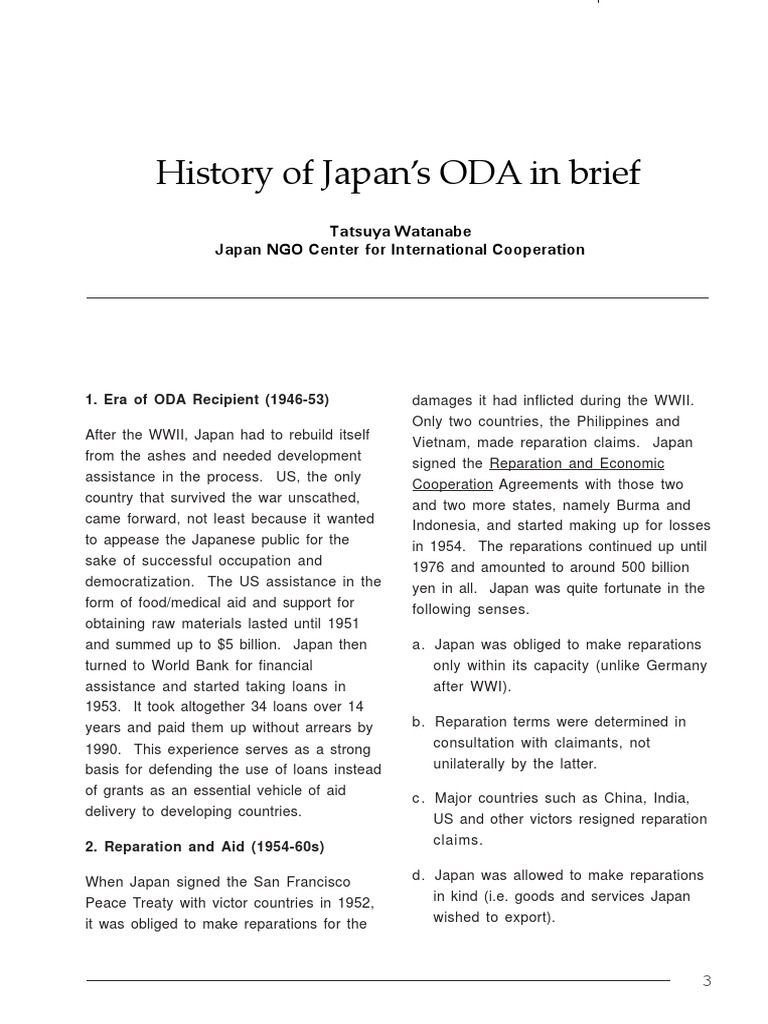 Japan's ODA: Historical Overview | PDF | Official Development ...