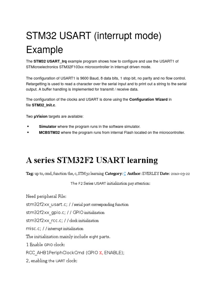 STM32 Usart | PDF | Microcontroller | Digital Electronics