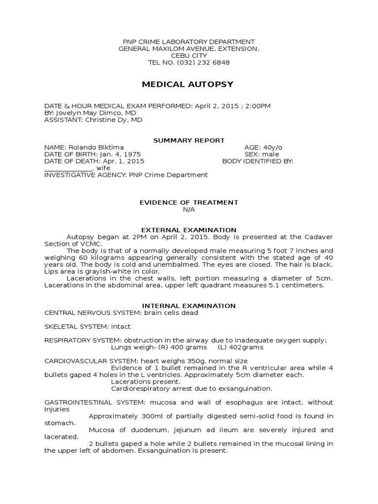 Medical Autopsy | PDF | Autopsy | Abdomen