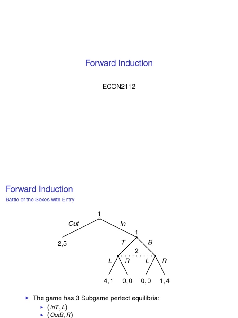Forward Induction: ECON2112 | PDF | Leisure Activities | Economics Of ...