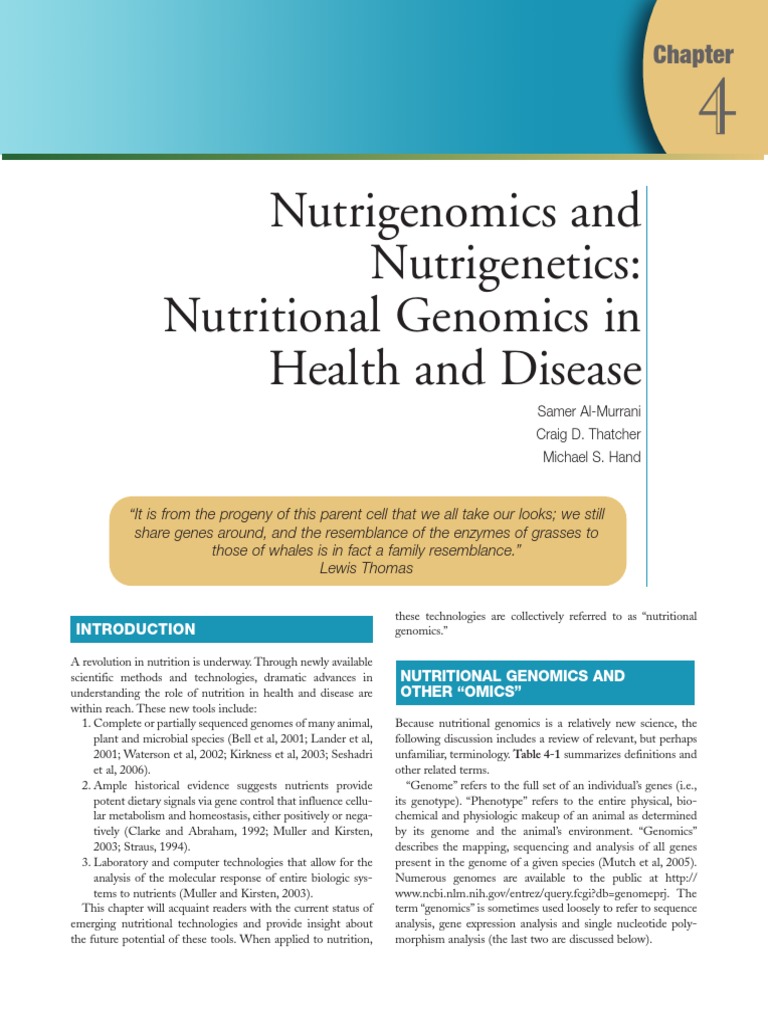 Nutrigenomics and Nutrigenetics: Nutritional Genomics in Health and ...