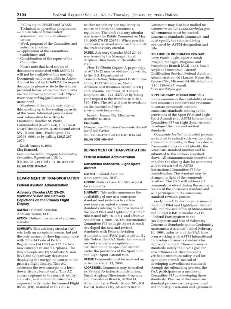 Notice: Advisory Circulars Availability, Etc.: Part 23 Airplanes ...