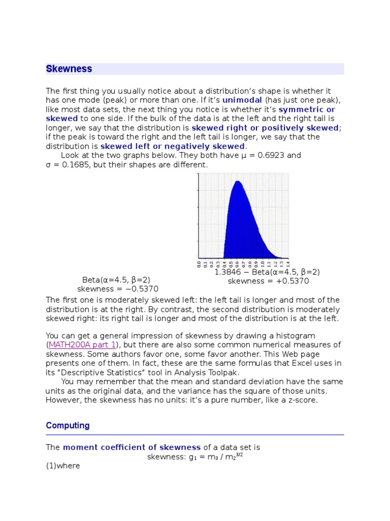 Skewness | PDF | Skewness | Statistical Analysis