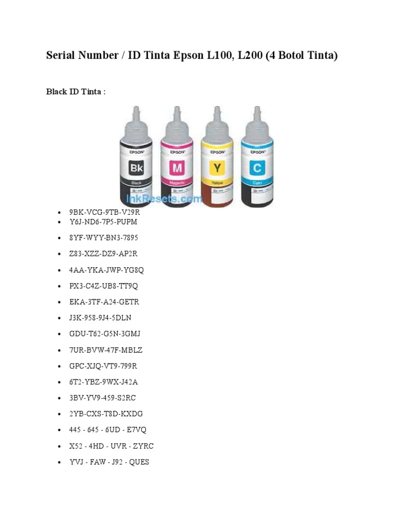 Epson L800 Ink Codes and Serial Numbers | PDF | Cascading Style Sheets ...