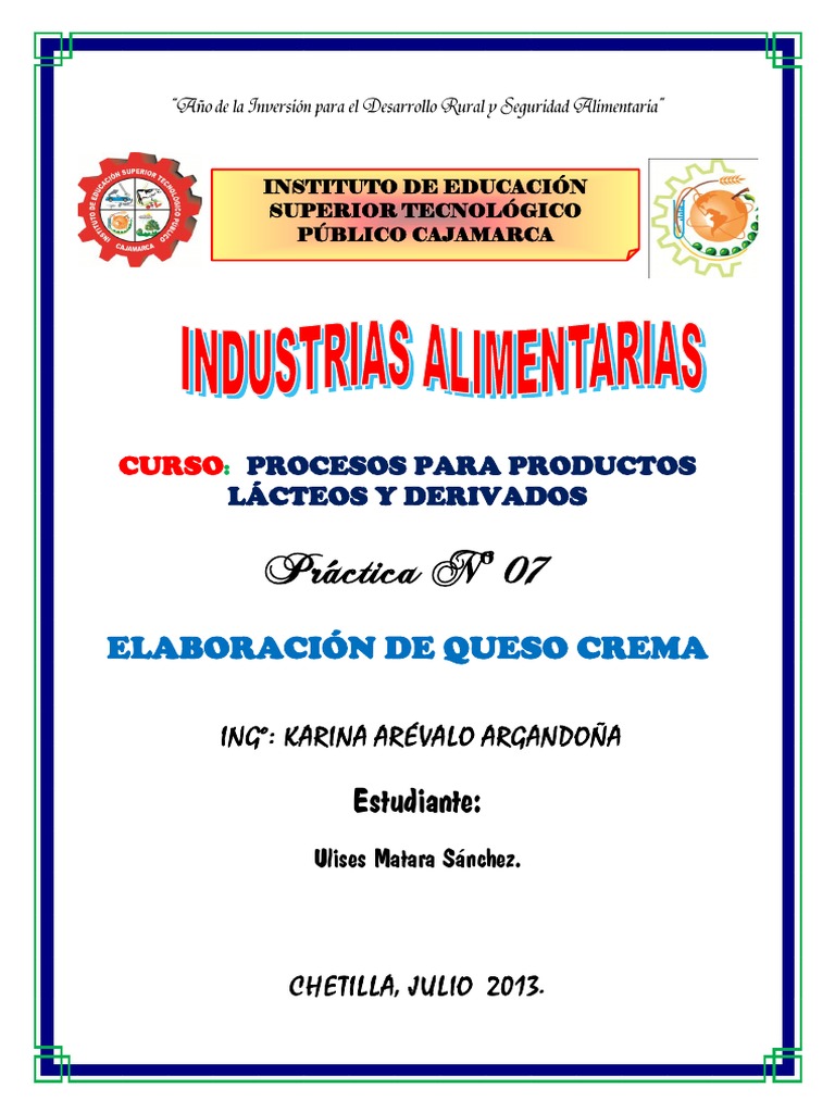 Práctica #07 Queso Crema. | PDF | Queso | Leche