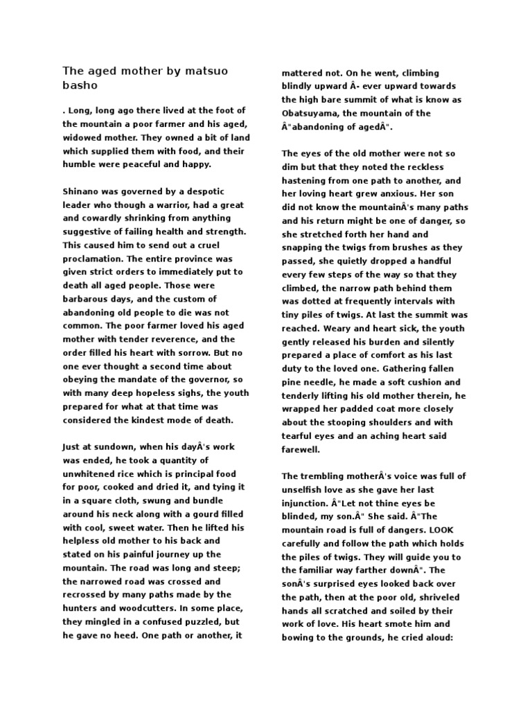 The Aged Mother by Matsuo Basho | Ukiyo E | Japan