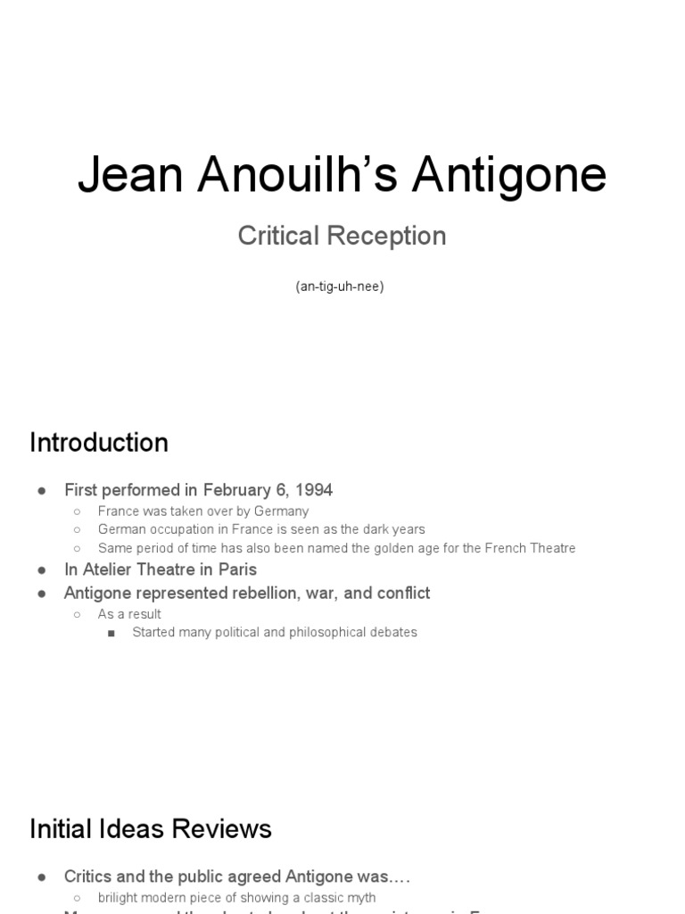 Critical Reception - Antigone | PDF | Sophocles | Theatre