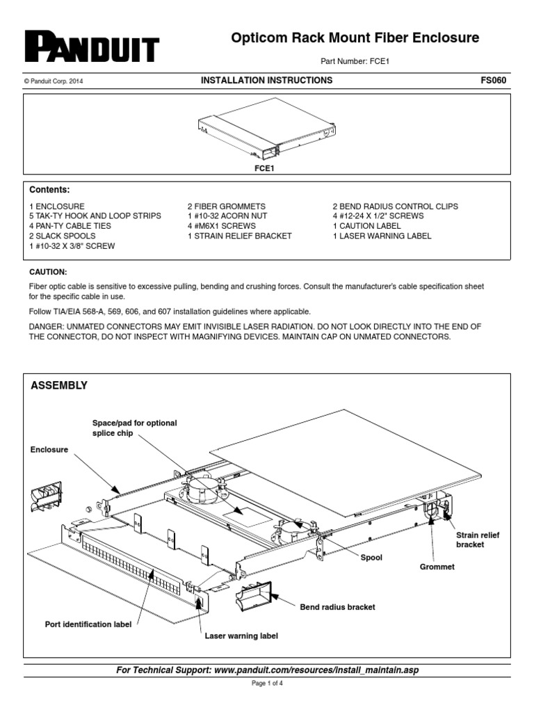 Opticom Rack Mount Fiber Enclosure: Installation Instructions FS060 ...