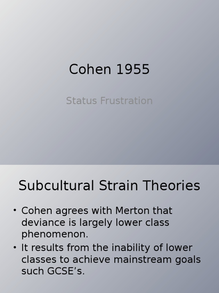 Cohen's Status Frustration Theory Explained | PDF