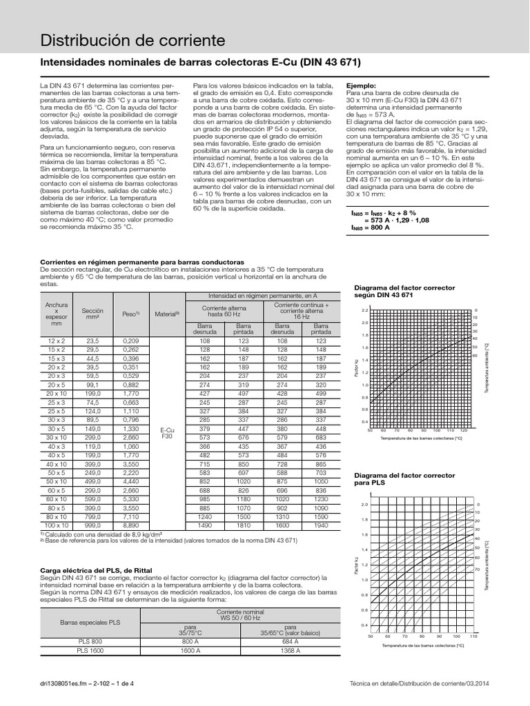 Distribución de Corriente en Barras de Cobre - Norma Din 43 671 ...