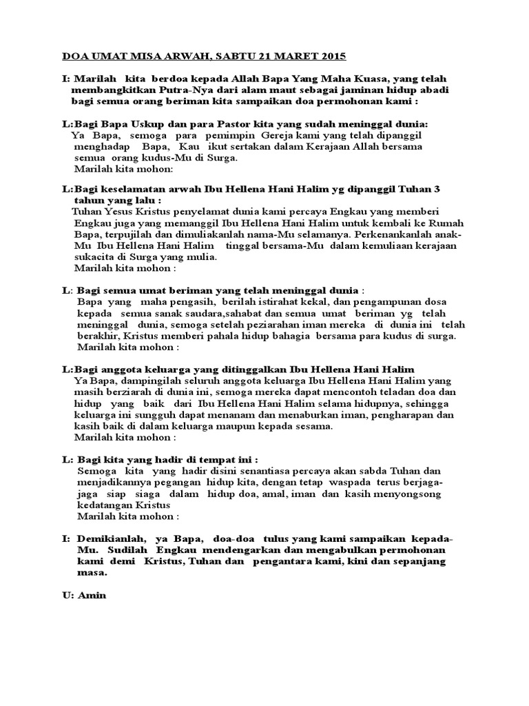 Doa Umat Misa Arwa1 | PDF