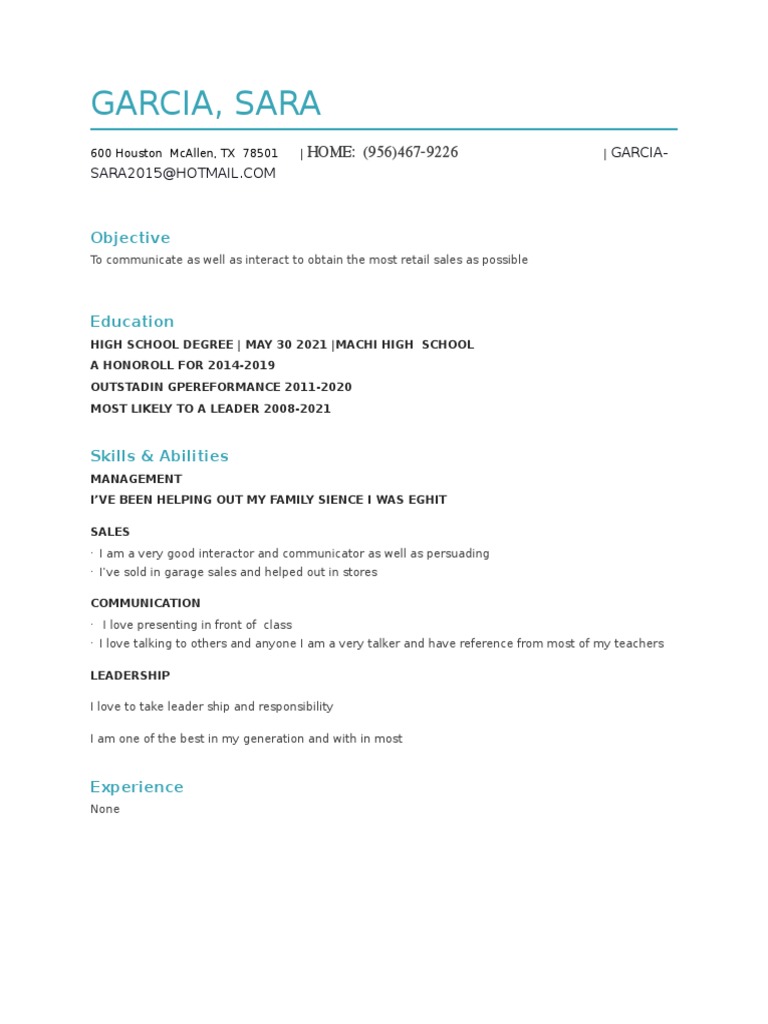 Sara Garcia Resume | PDF