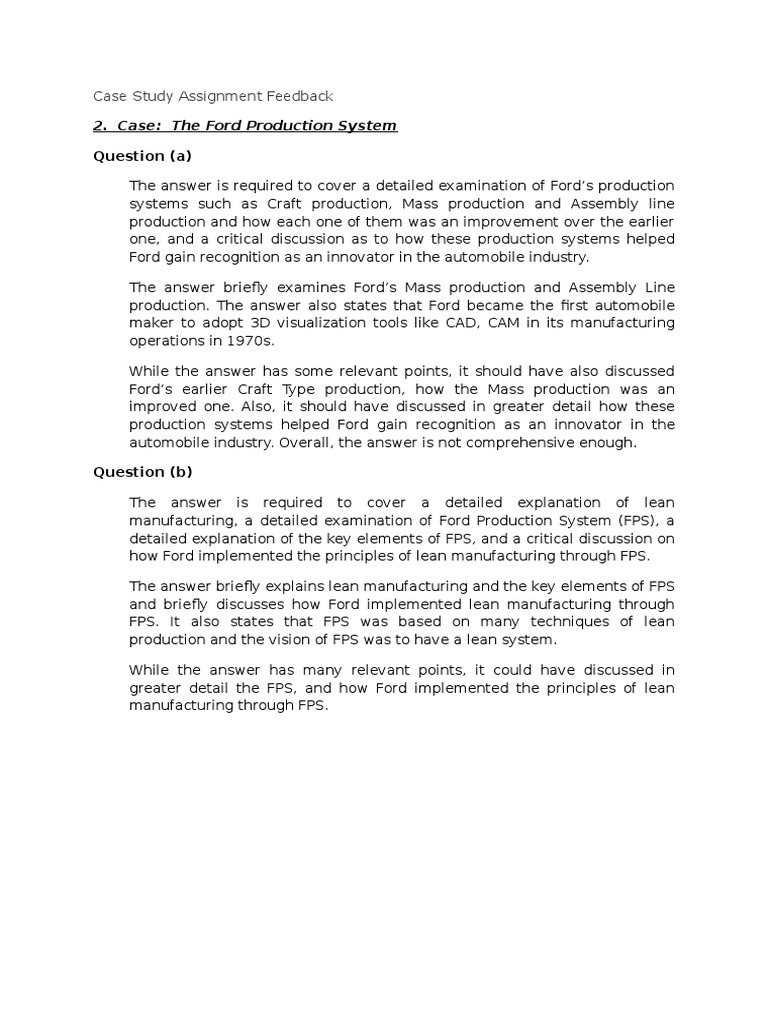 Ford Production System Analysis | PDF