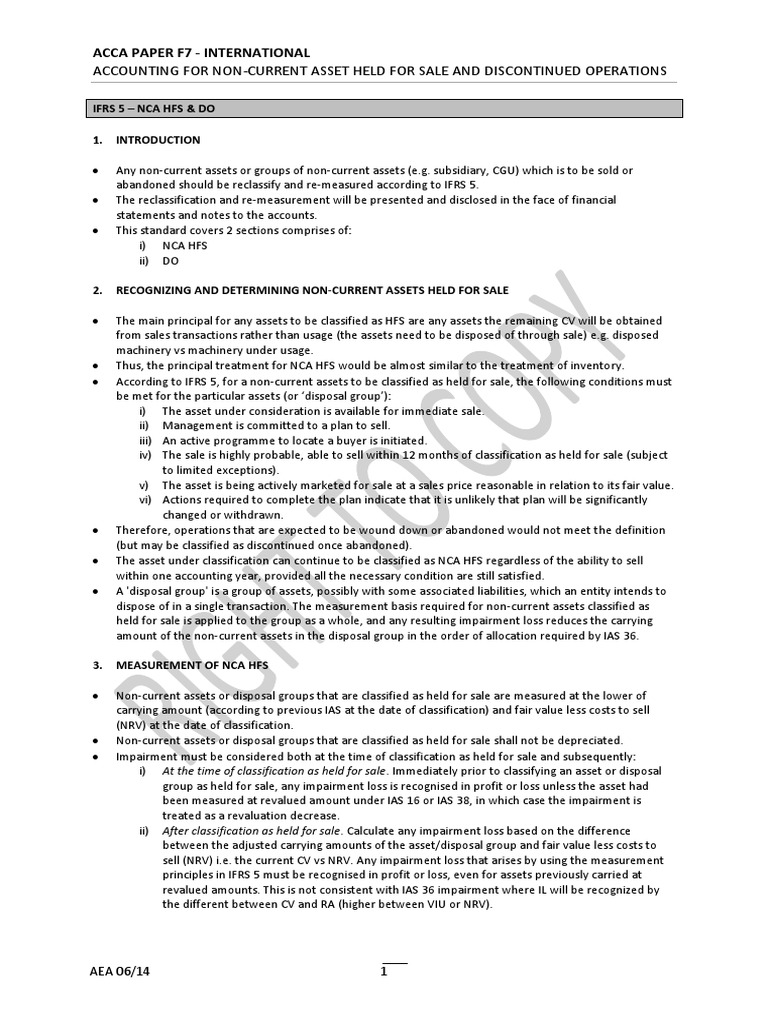 IFRS 5 | Income Statement | International Financial Reporting Standards