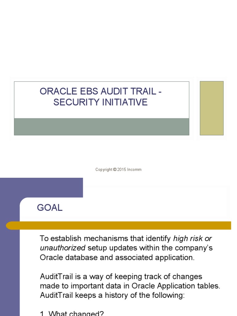 Oracle EBS Audit Trail - v1.1 | PDF