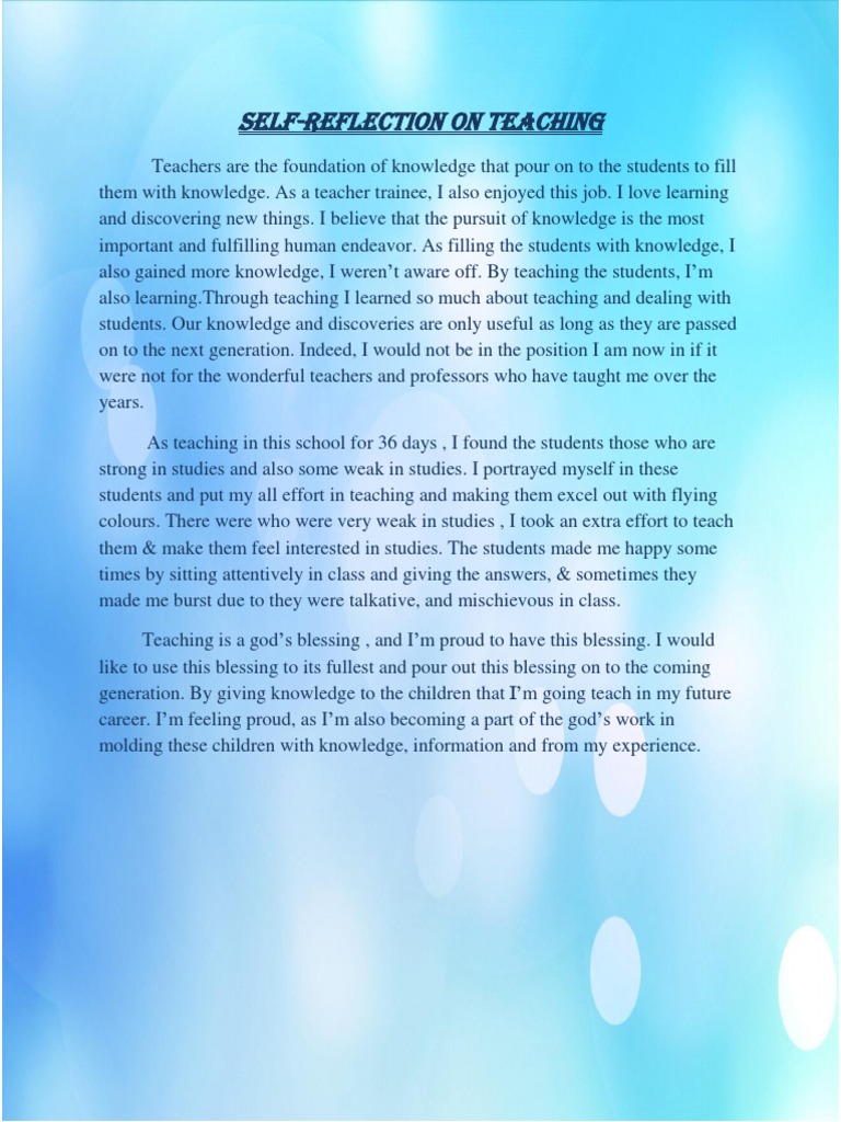 Self Reflection | PDF