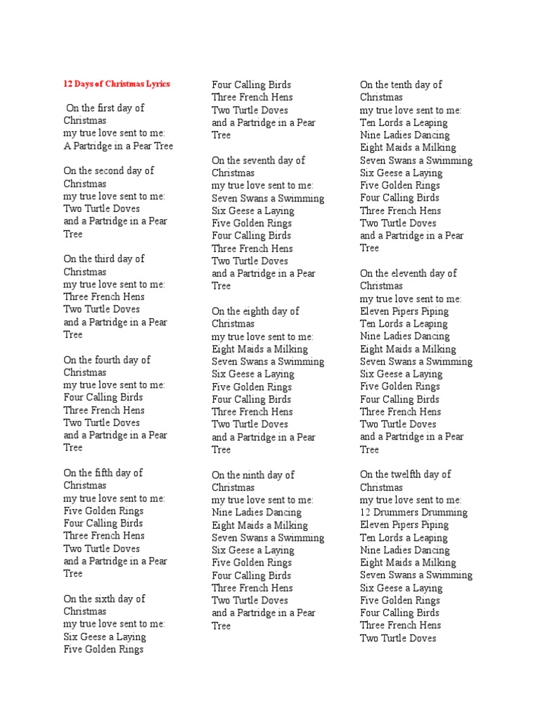 Partridge In A Pear Tree Lyrics