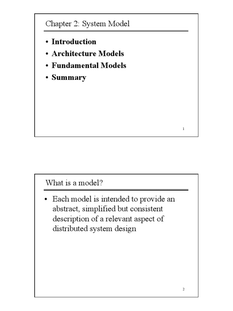 Introduction - Architecture Models - Fundamental Models - Summary Chapter 2: System Model ...