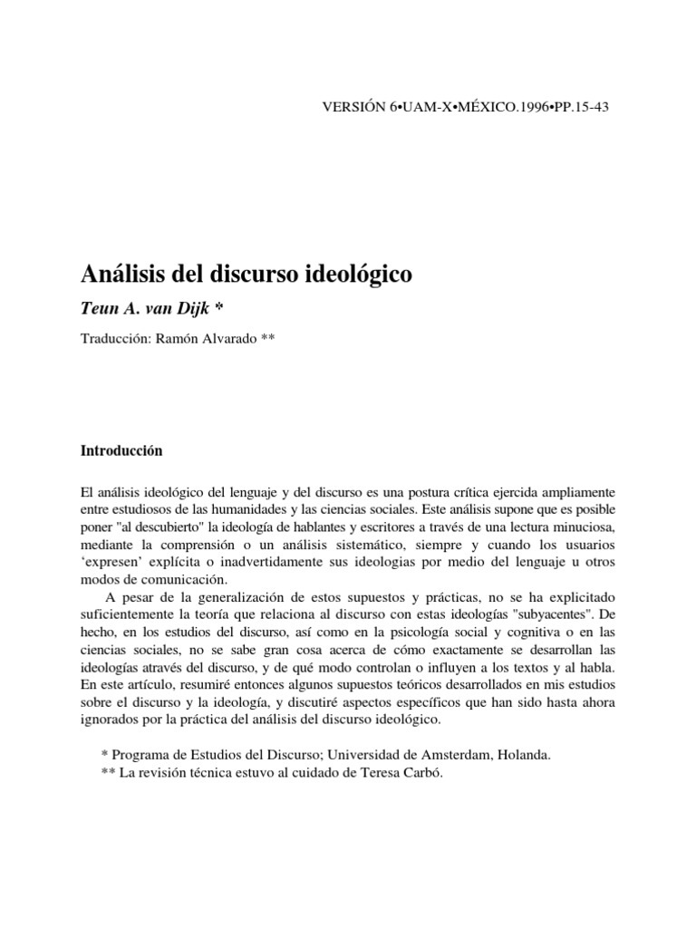 Van Dijk Análisis Del Discurso | PDF