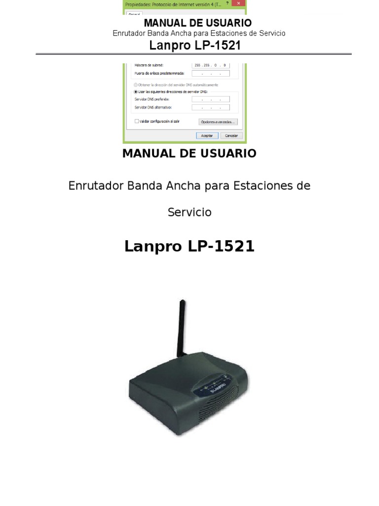 Manual Router Lanpro | PDF | Dirección IP | Enrutador (Computación)