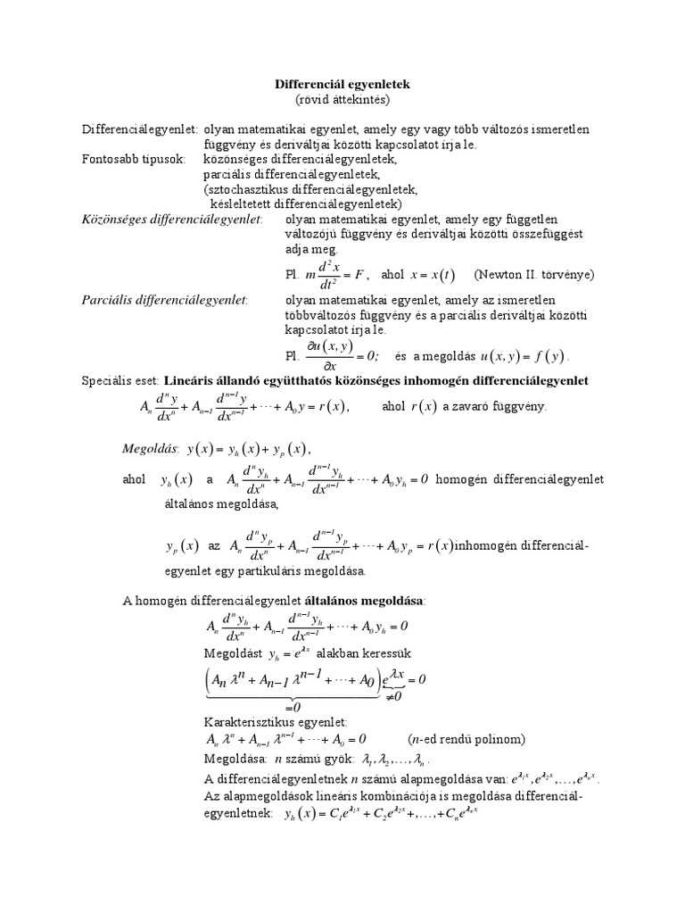 Differenciál Egyenletek | PDF