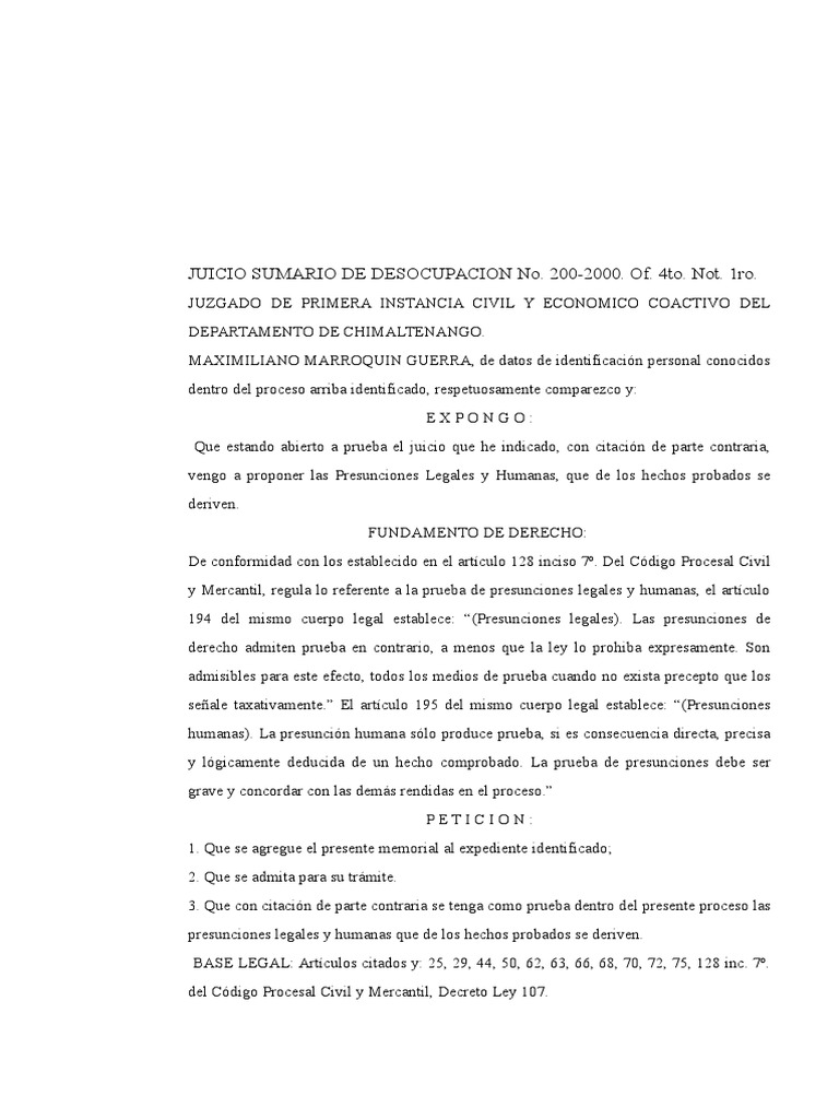 Presunciones Legales y Humanas | PDF