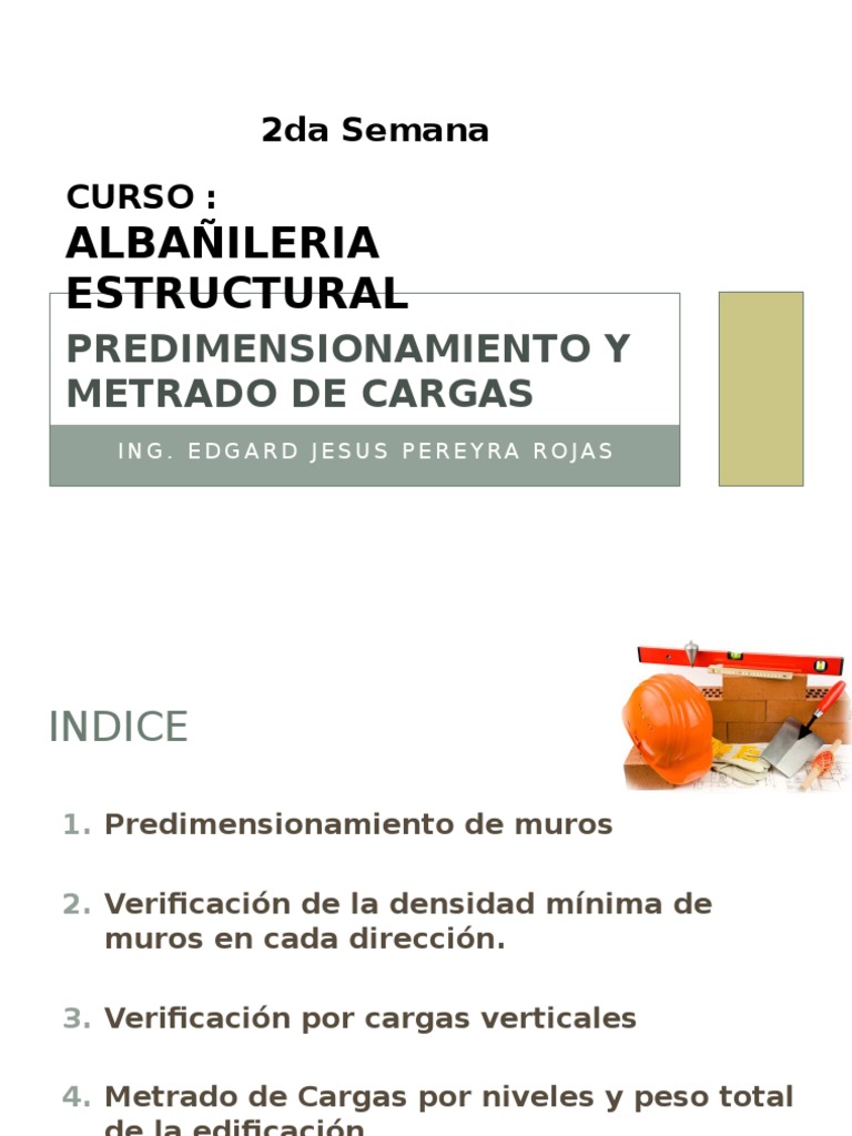 CLASE 2.predimen y Metrado de Cargas | PDF | Ingeniería estructural | Ingeniería de Edificación